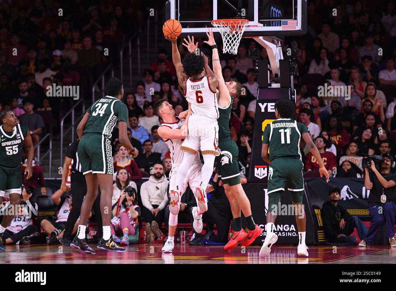 LOS ANGELES, CA - FEBRUARY 01: USC Trojans guard Wesley Yates III (6 ...