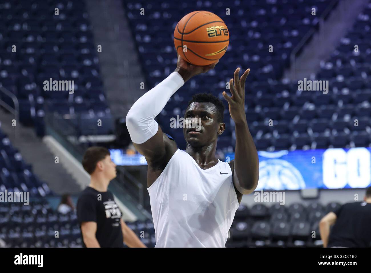 BYU center Keba Keita warms up before an NCAA college basketball game ...