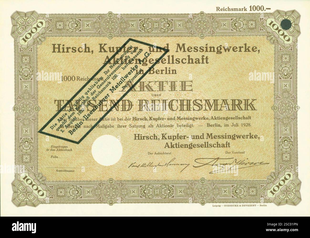 Hirsch, Kupfer- und Messingwerke AG 1928 Stock Photo - Alamy