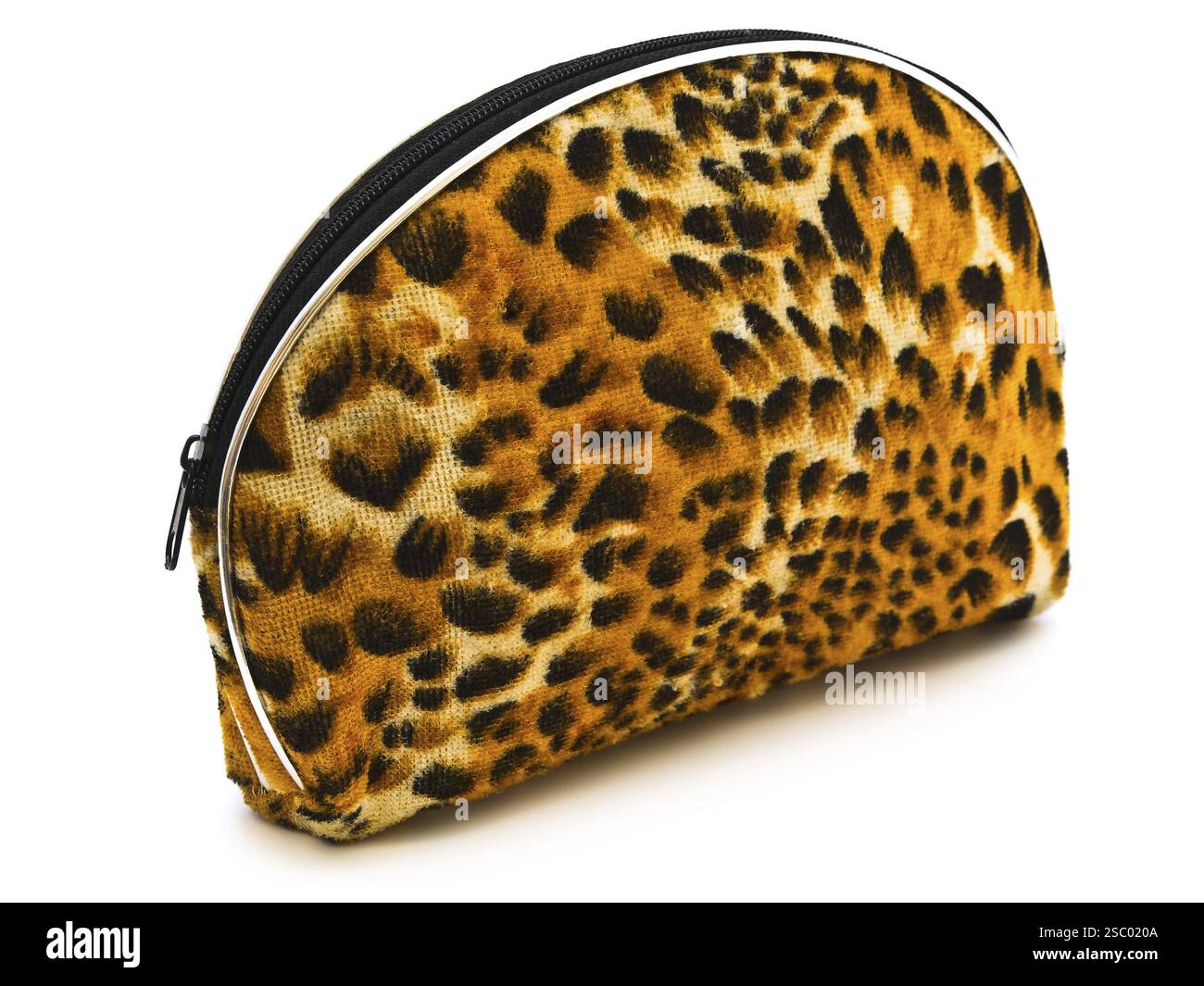Purse With Zipper In Wild Leopard Design Against The White Background ...