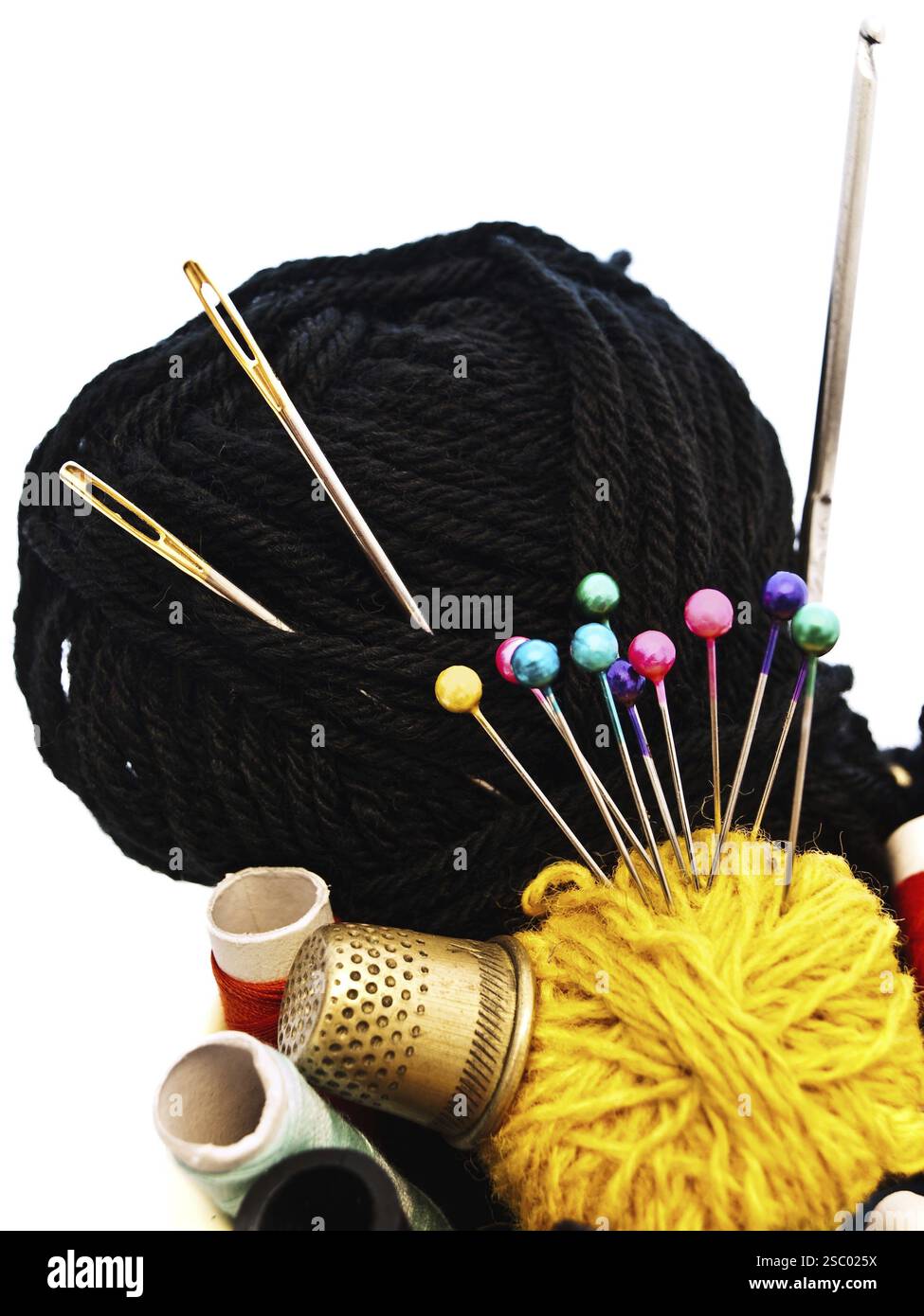 Different knitting items over the white background Stock Photo - Alamy