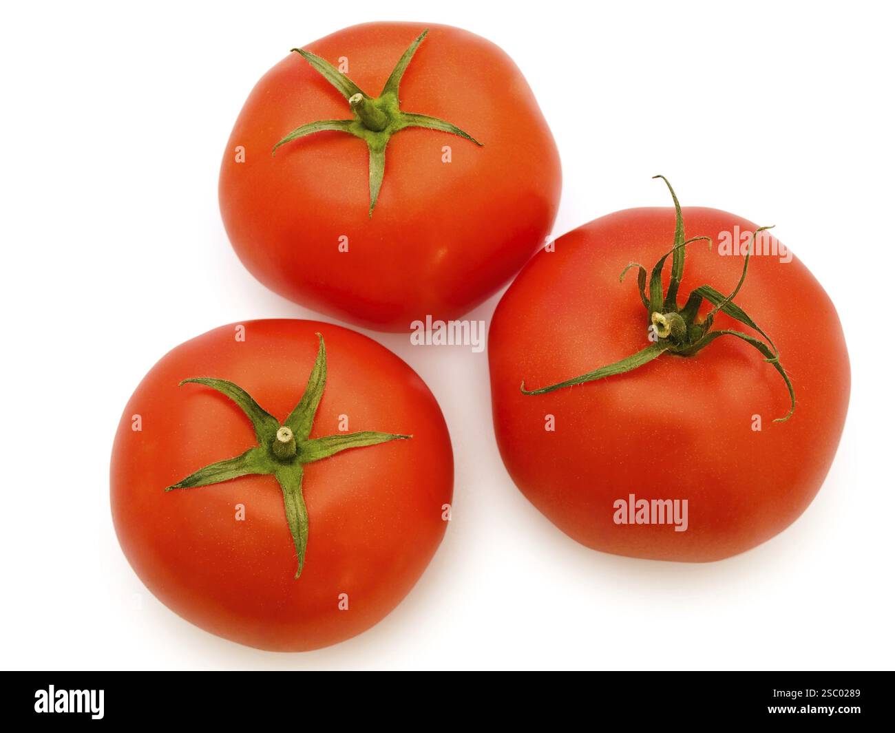 Three Red Tomatoes Against The White Background Stock Photo - Alamy