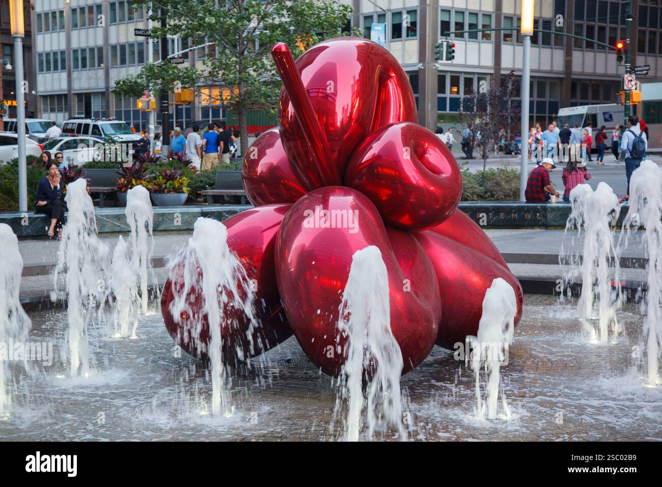 The Jeff Koons balloon flower in World Trade Center, downtown Manhattan ...