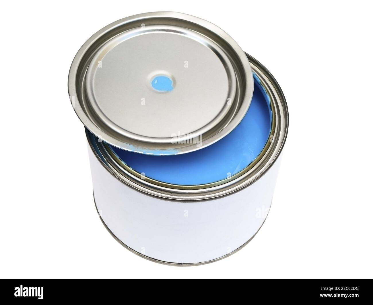 Metal open can of the blue color Stock Photo - Alamy
