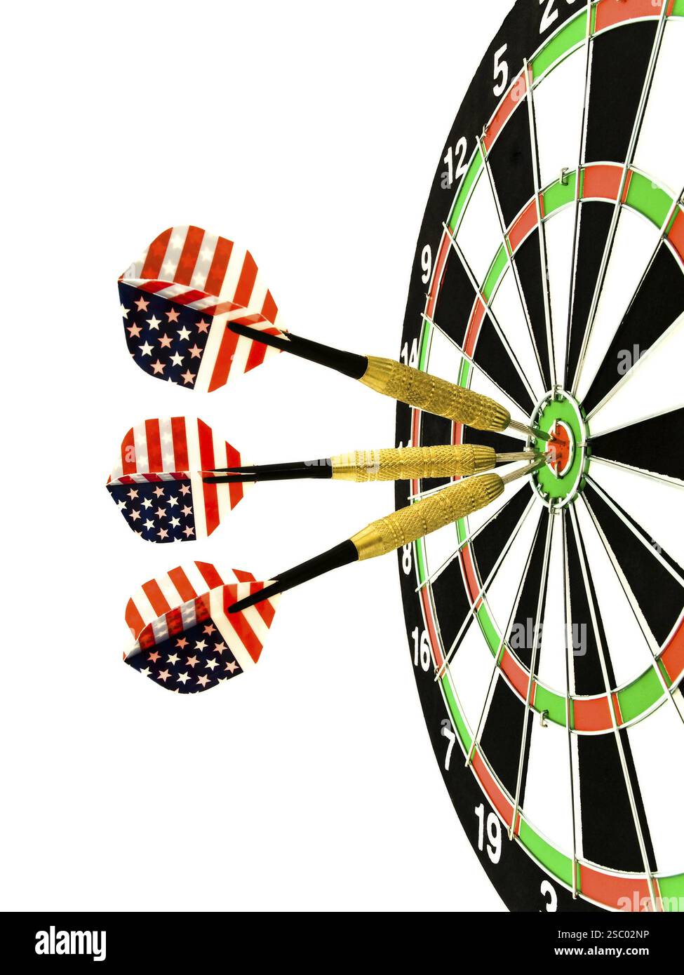 Darts Arrows In The Center Of Dartboard Stock Photo - Alamy