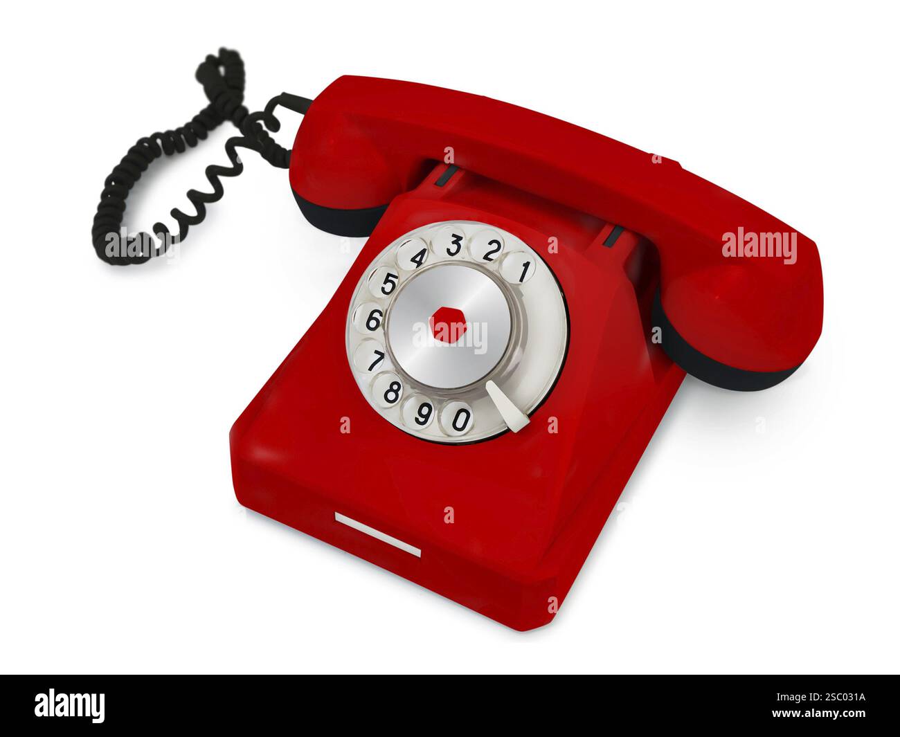 Old red phone against the white background Stock Photo - Alamy