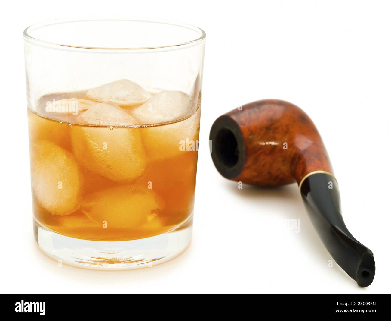 Glass of Alcoholoic Drink With Ice Cubes and Tobacco Pipe Daugavpils ...