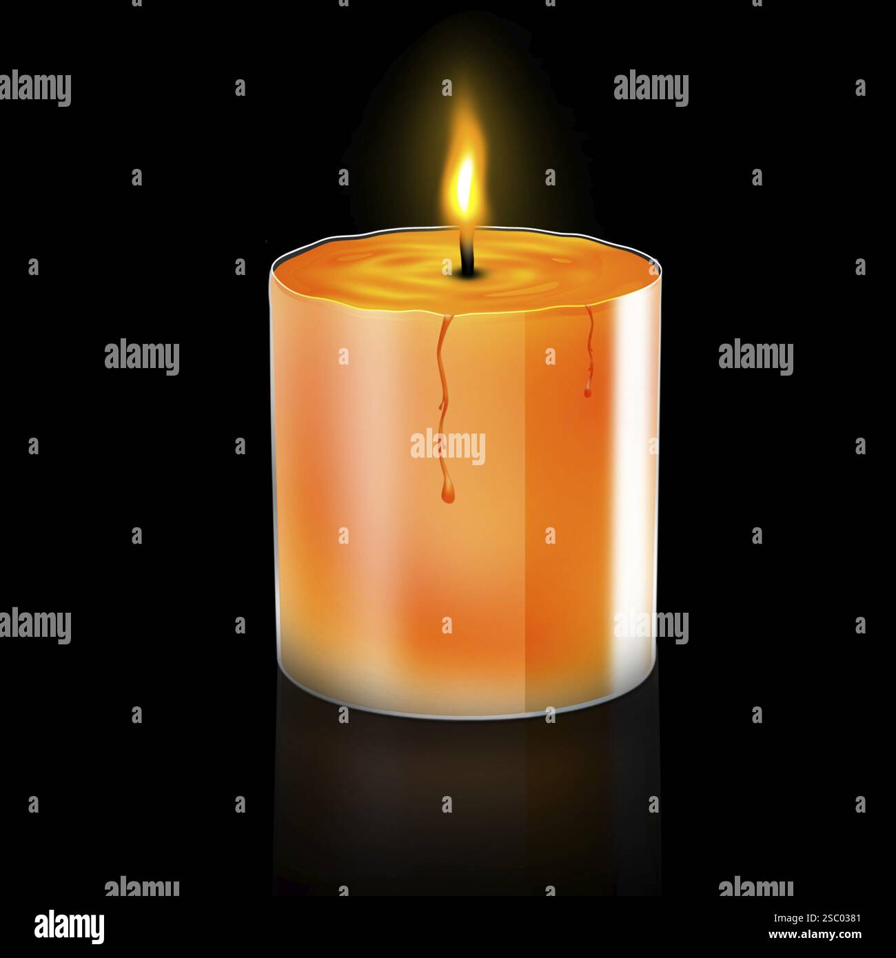 Single orange candle over black background Stock Photo - Alamy