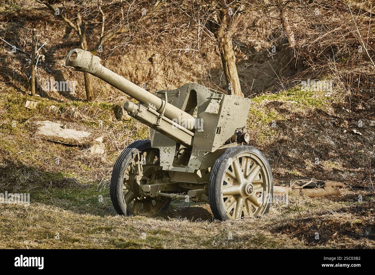 An Old Artillery Gun in the Field Silistra, Bulgaria, Europe Stock ...
