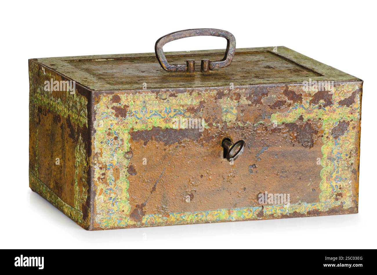 Old metal chest over white background Stock Photo - Alamy