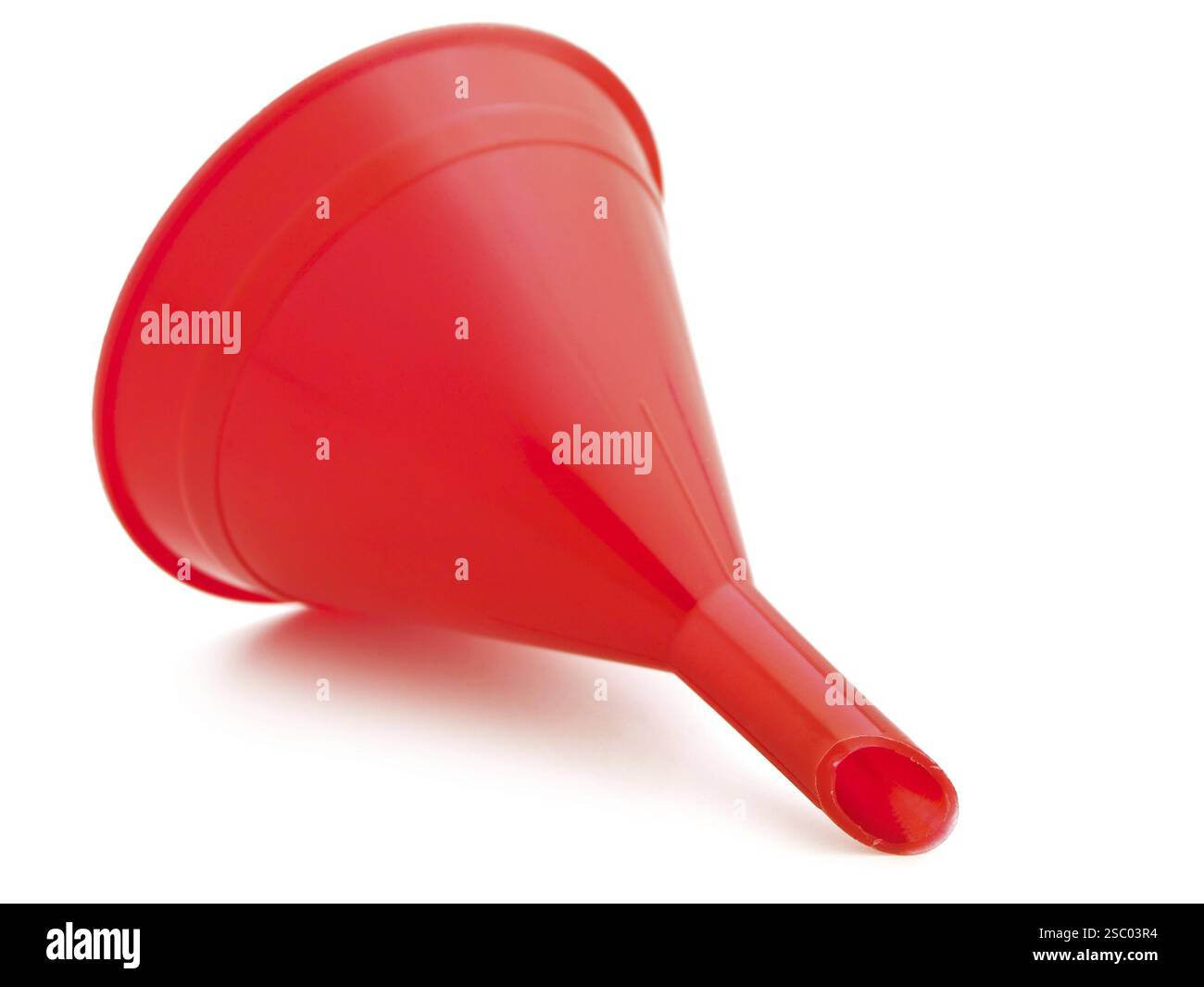 Red Plastic Kitchen Funnel Against White Background Stock Photo - Alamy
