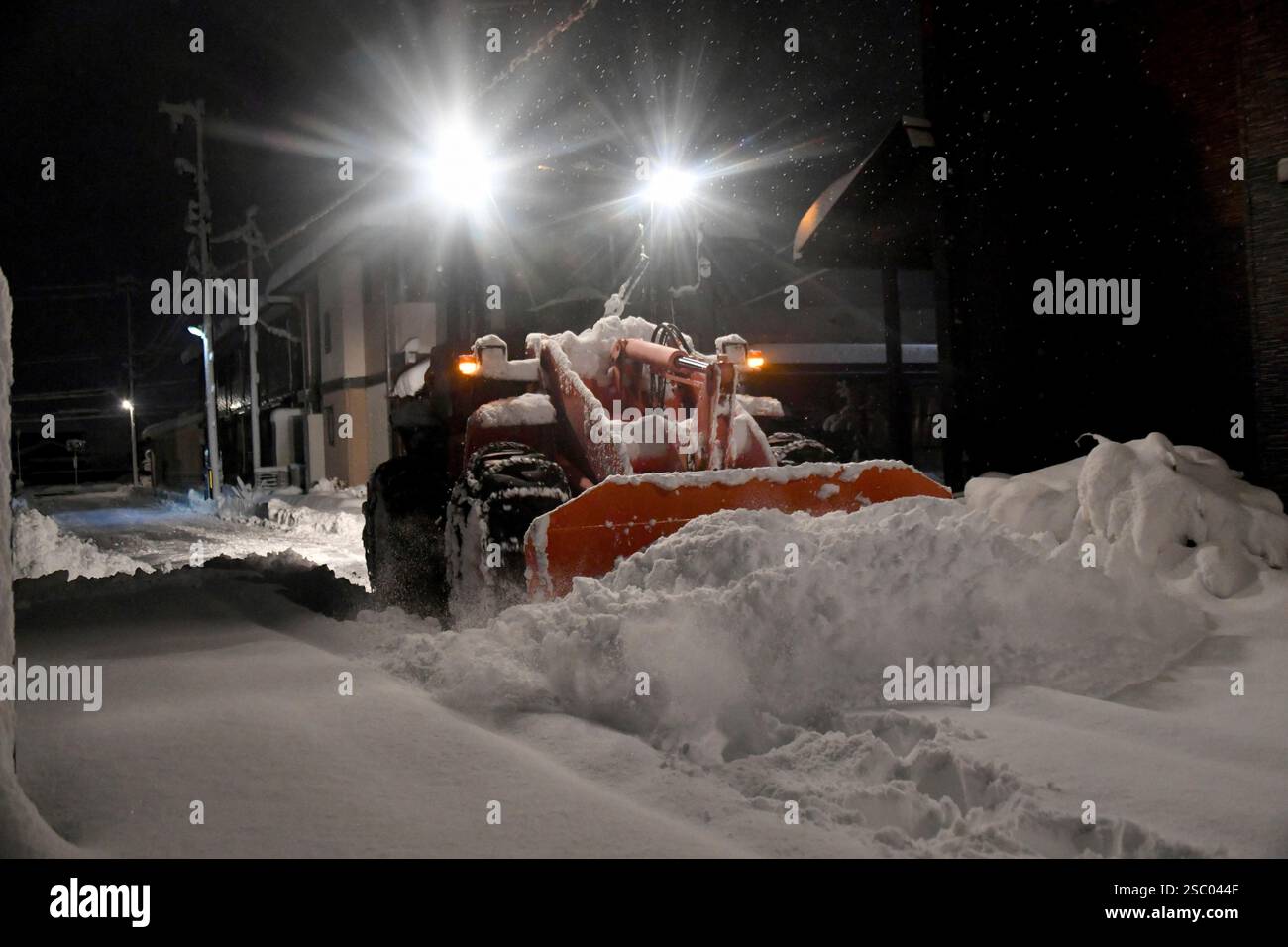 Snow piles up in Imizu City, Toyama Prefecture, the middle of the Japanese archipelago on the ...