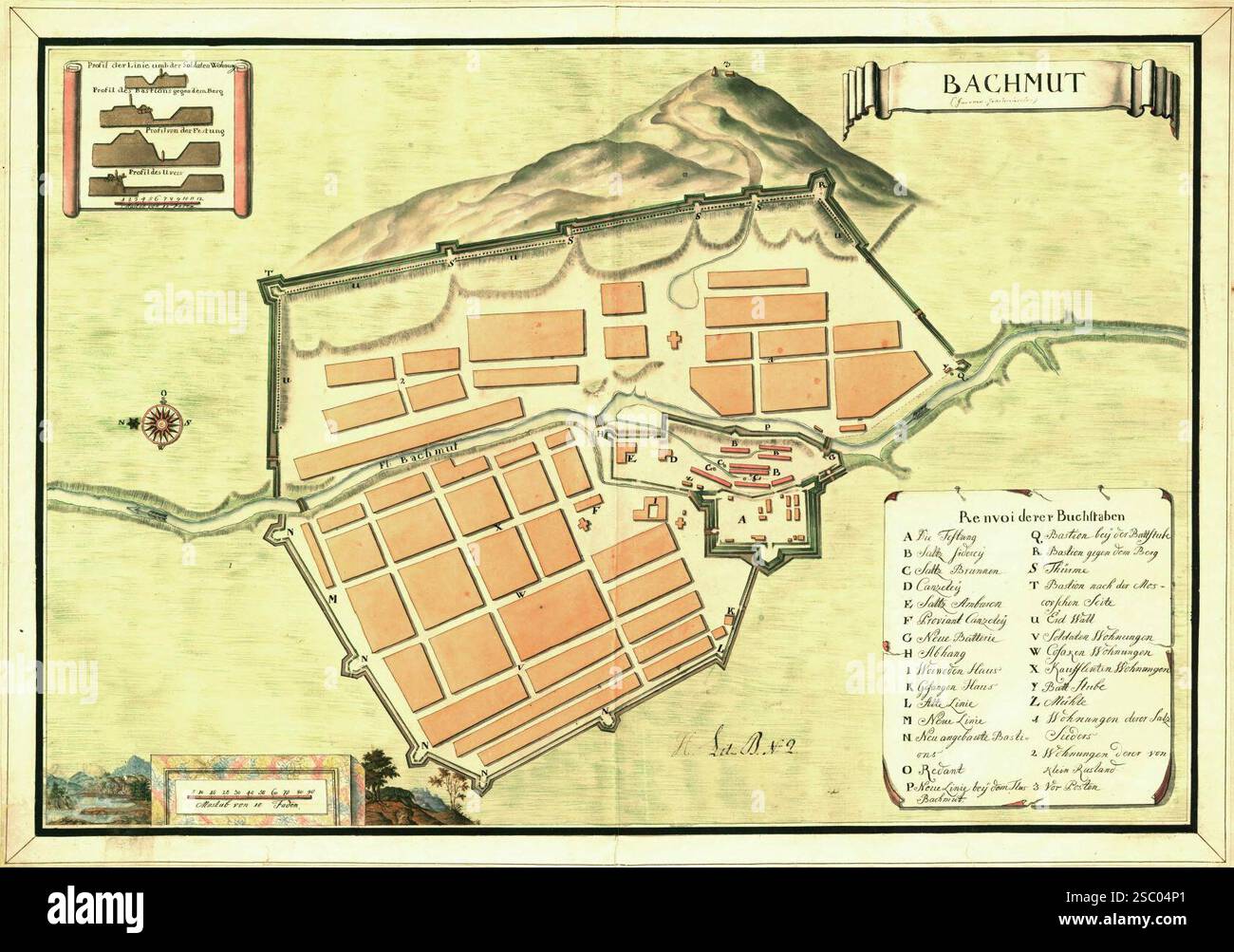 Historical map of Bakhmut in Ukraine (cropped Stock Photo - Alamy