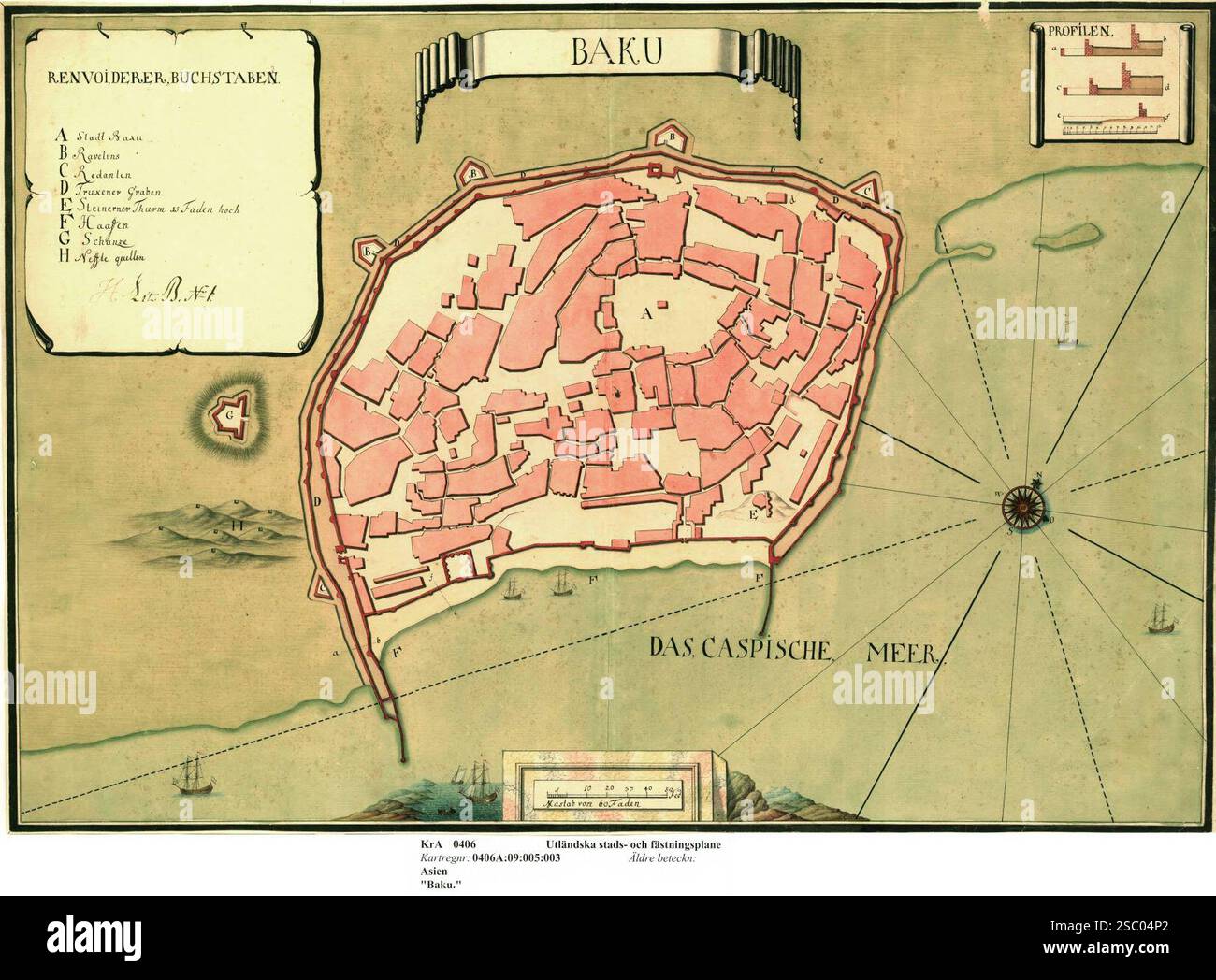 Historical map of Baku Stock Photo - Alamy