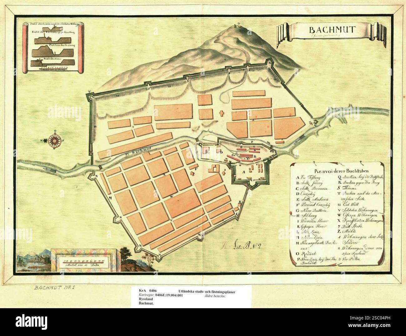 Historical map of Bakhmut in Ukraine Stock Photo - Alamy