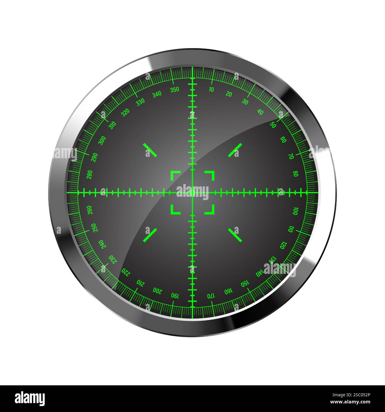 Chrome weapon night sight, sniper rifle optical scope. Hunting gun ...
