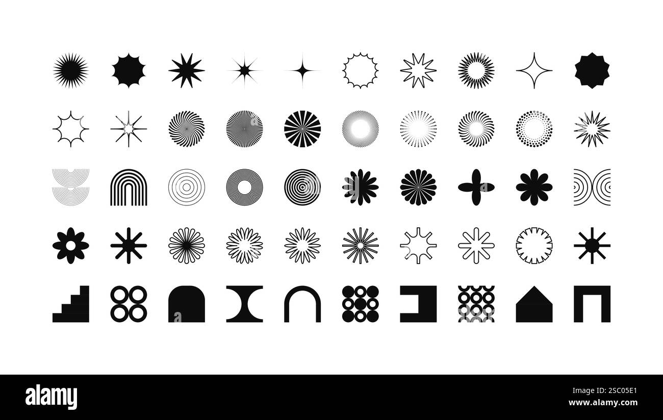 Brutalist geometric shapes, modern symbols. Simple primitive elements ...