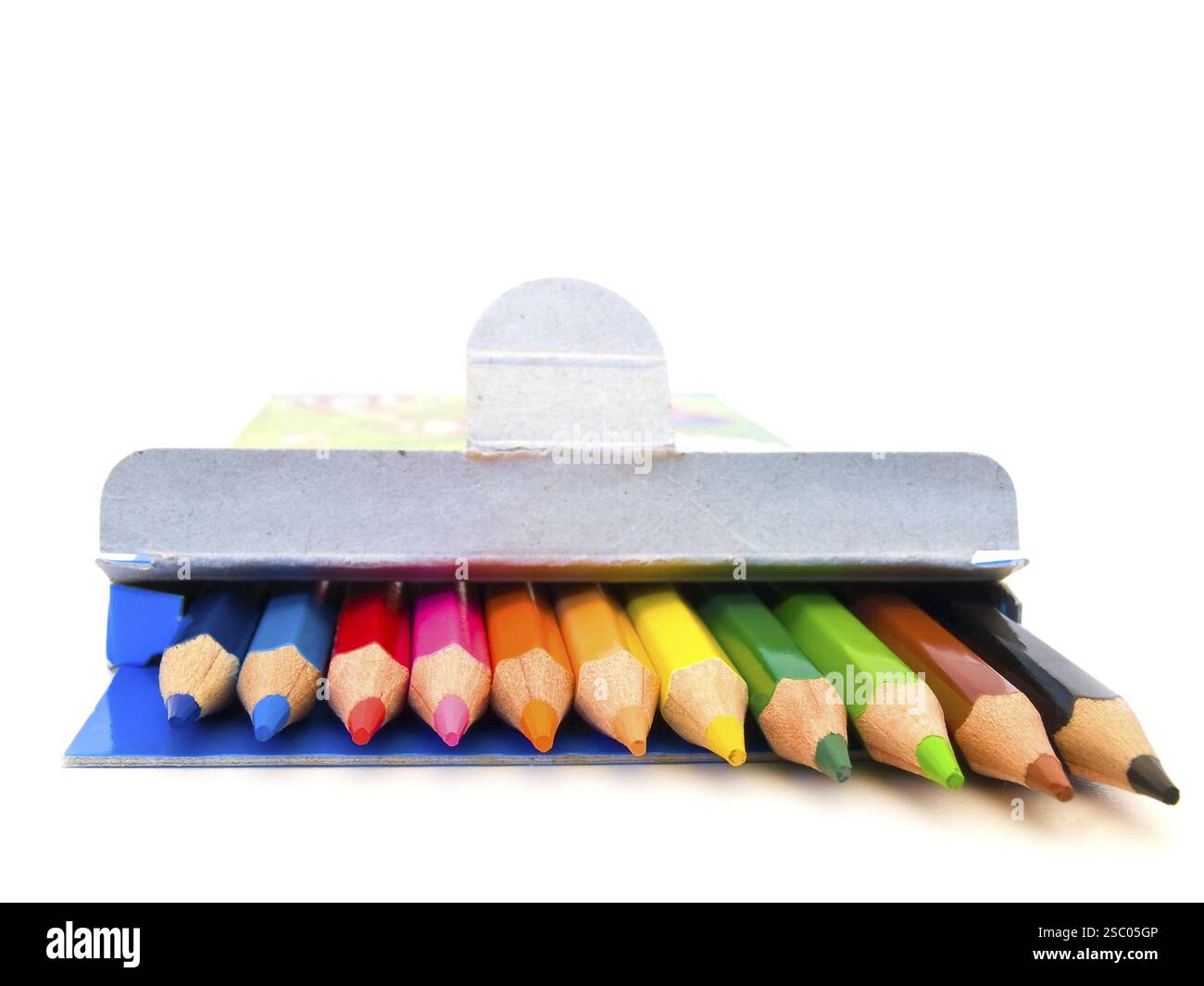 Coloured Pencils In The Box Over The White Background Riga, Latvia ...