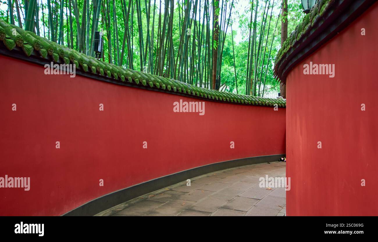Red wall path of Wuhou Temple in Chengdu, Sichuan, China Stock Photo ...