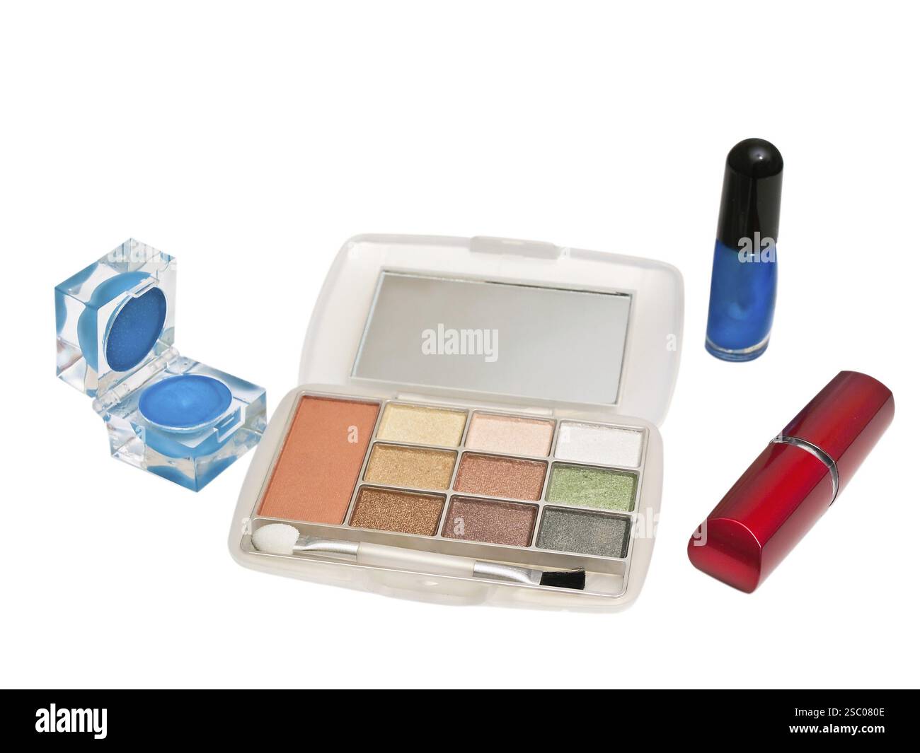 Different cosmetics things over the white background Stock Photo - Alamy