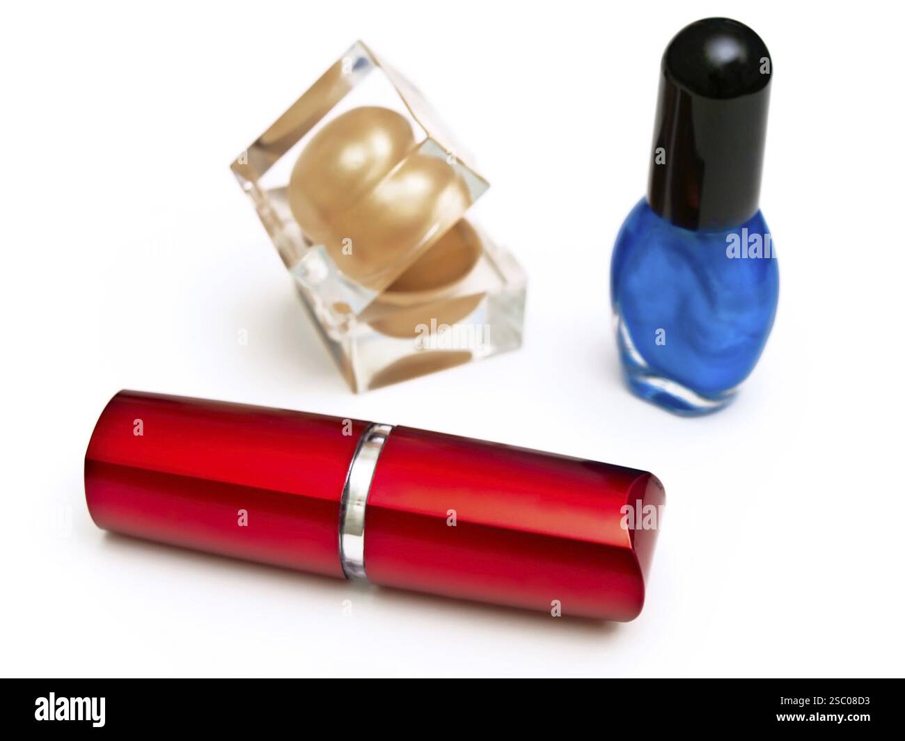 Different cosmetics things over the white background Stock Photo - Alamy