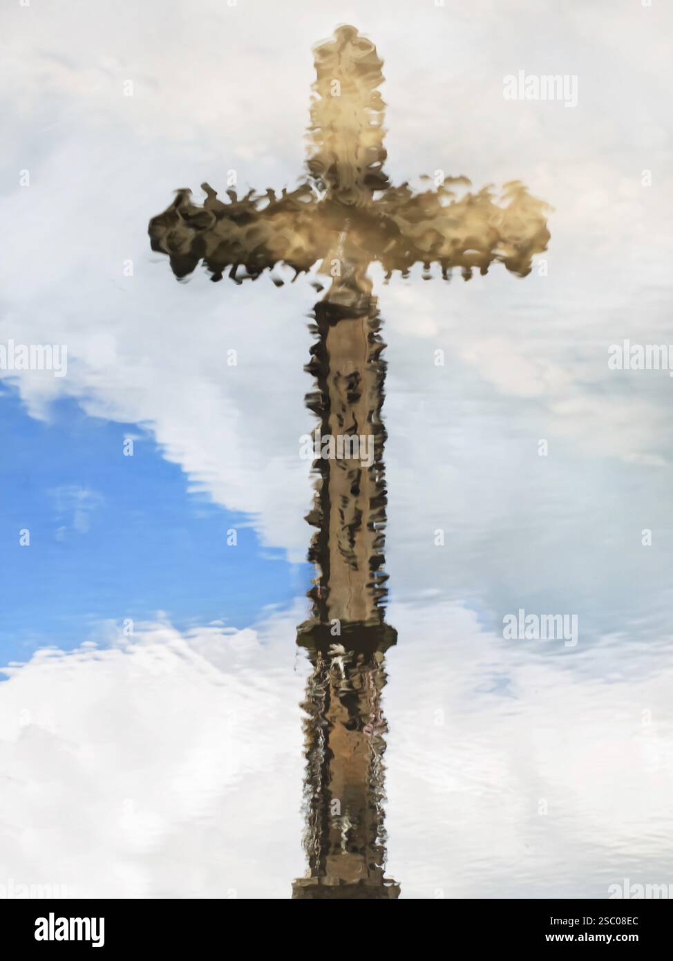Reflection Of The Cross In Water Stock Photo - Alamy