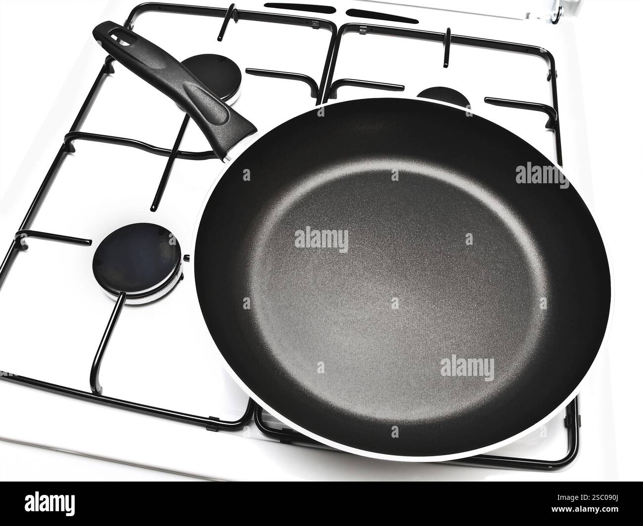 Frying Pan At The White Gas Stove Over The White Background Daugavpils ...