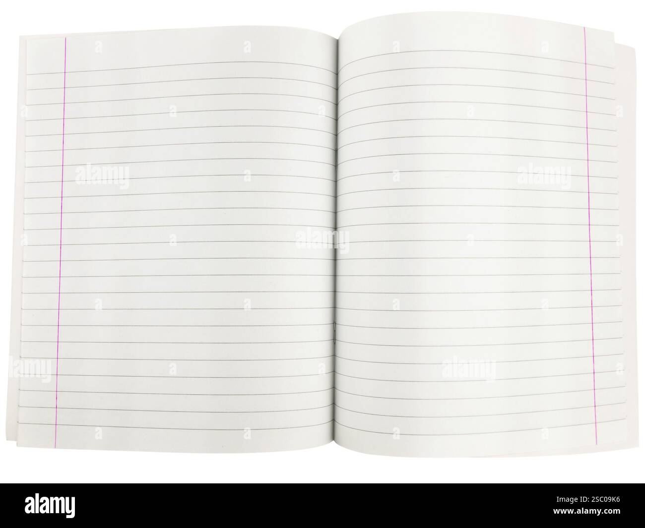 Exercise book with red margins over the white background Stock Photo ...