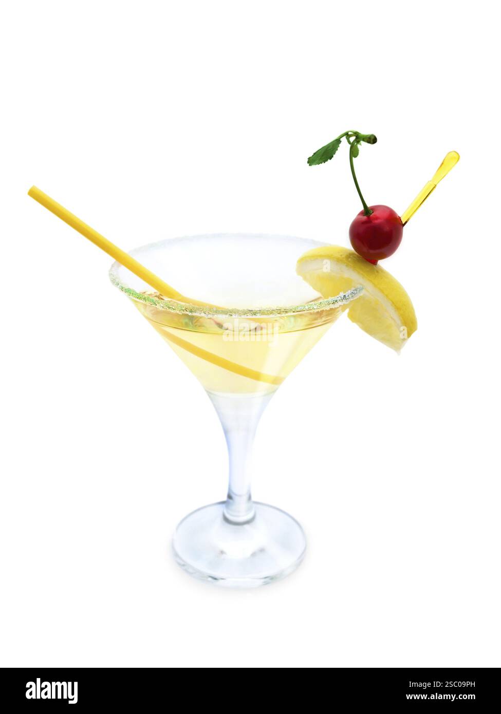 Cocktail with lemon and cherry with clipping path Stock Photo - Alamy