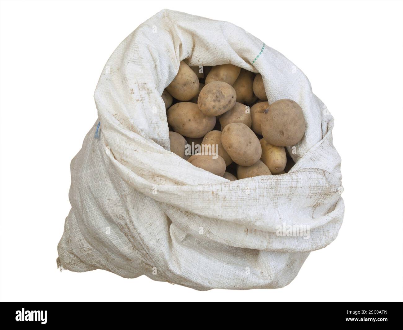 Photo of the sack of potato over the white background Stock Photo - Alamy