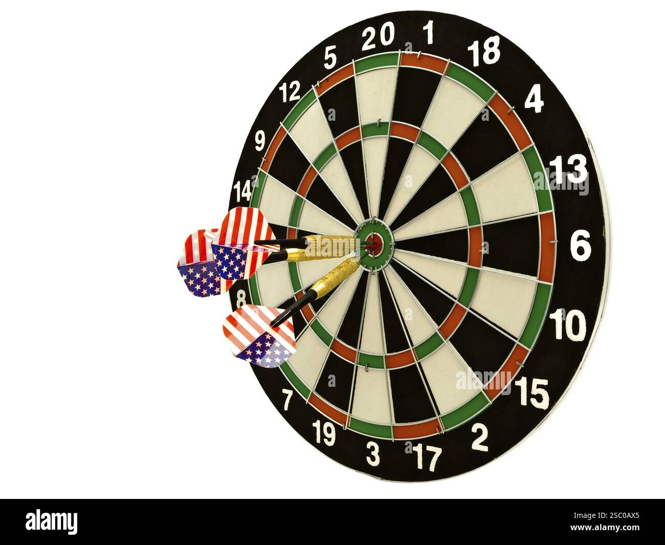 Darts Arrows In The Center Of Dartboard Stock Photo - Alamy