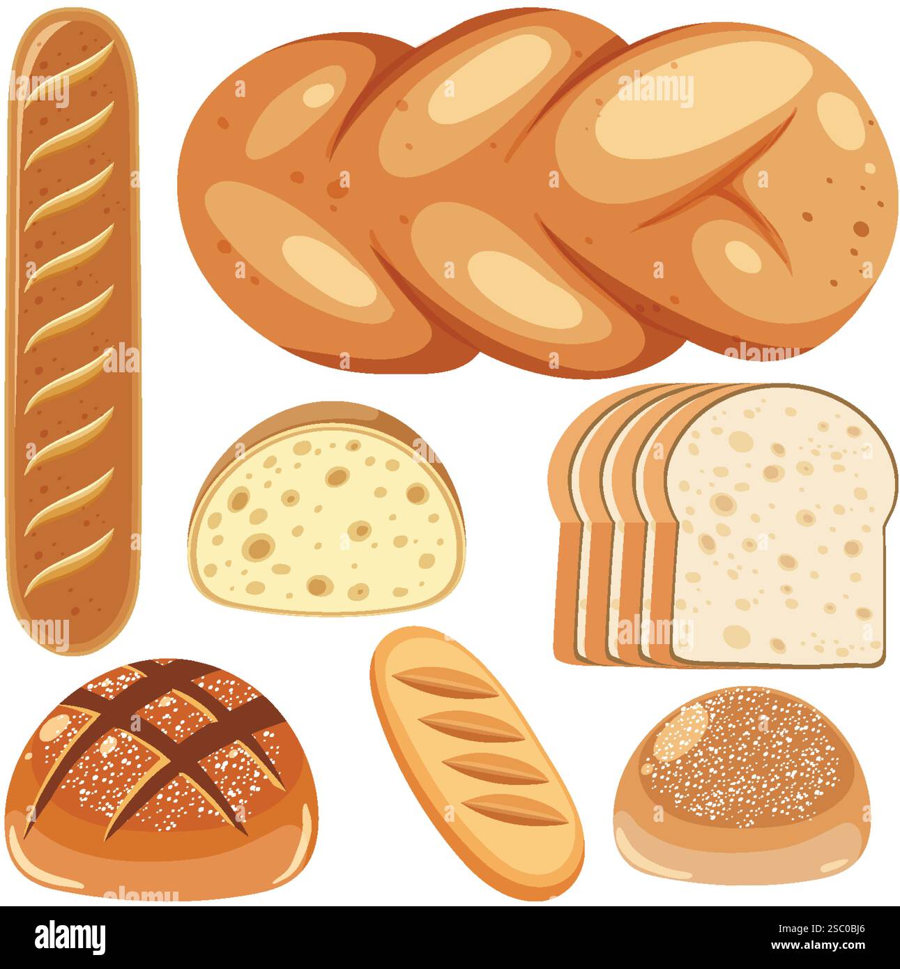 Various bread styles in a detailed vector format Stock Vector Image ...