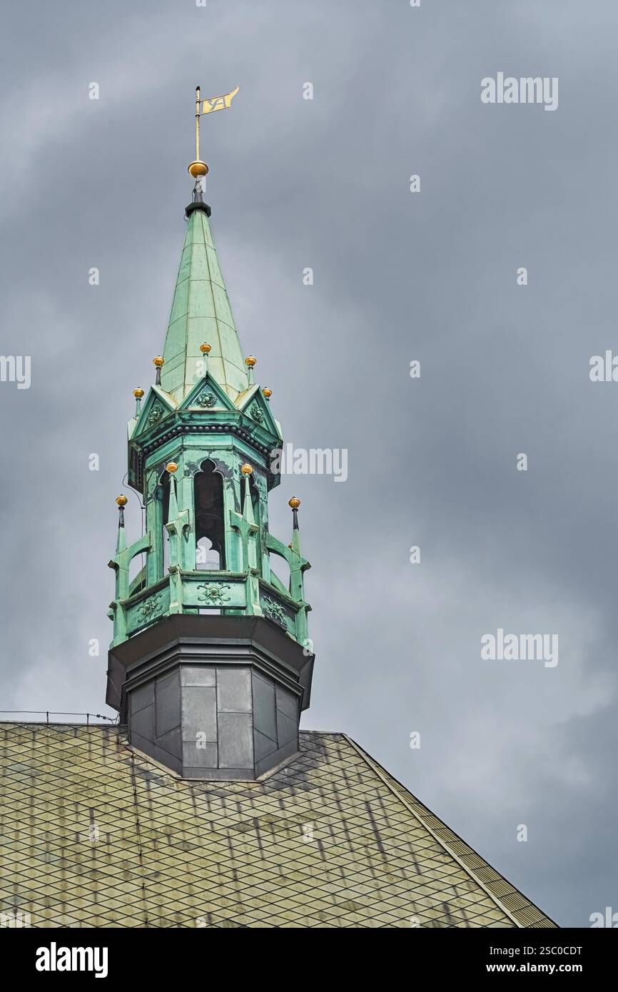 Church Bell Tower over the Cloudy Sky Usti Nad Labem, Czech Republic ...