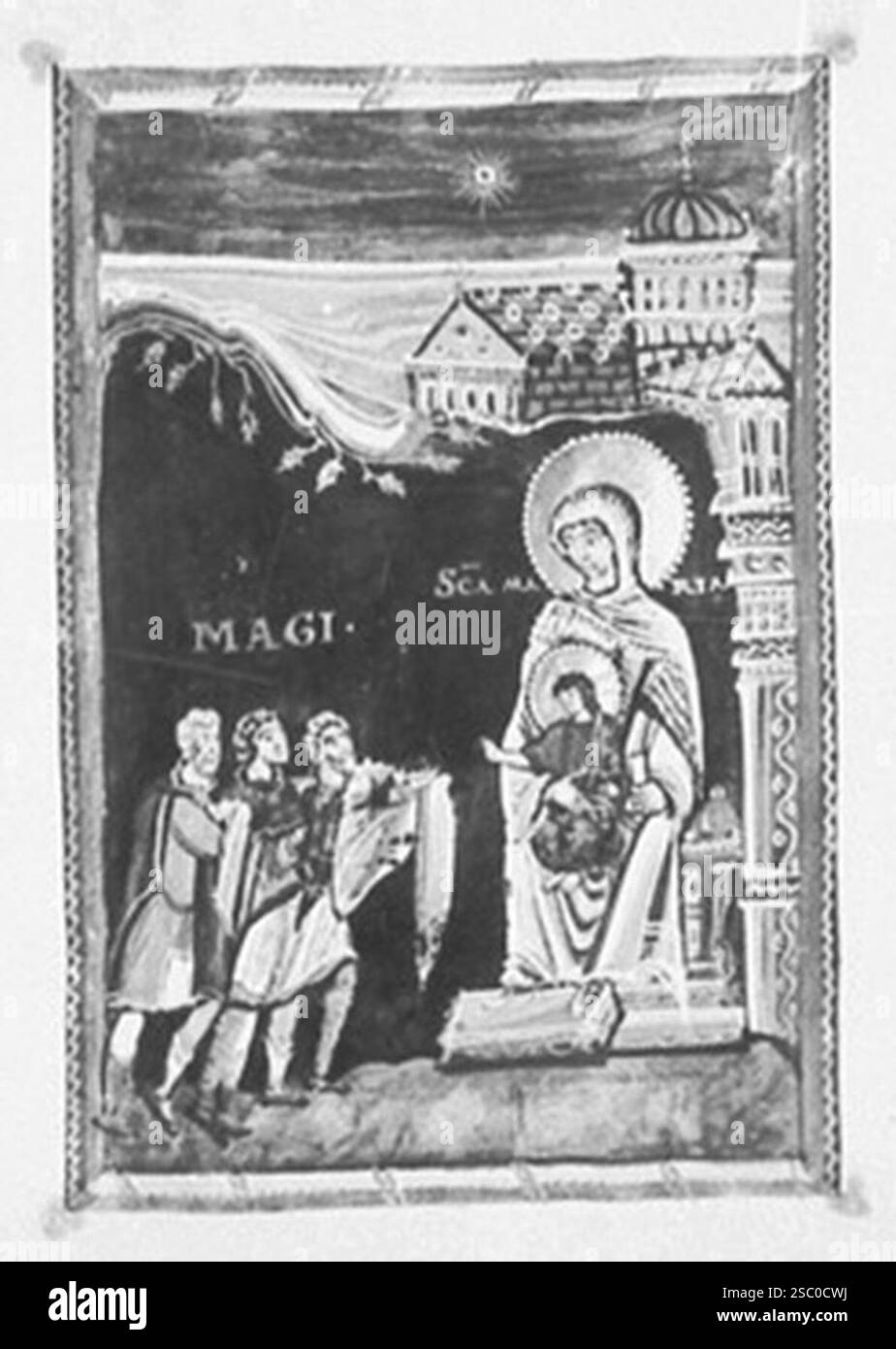 Hitda Codex Adoration of the Magi (achromatic Stock Photo - Alamy