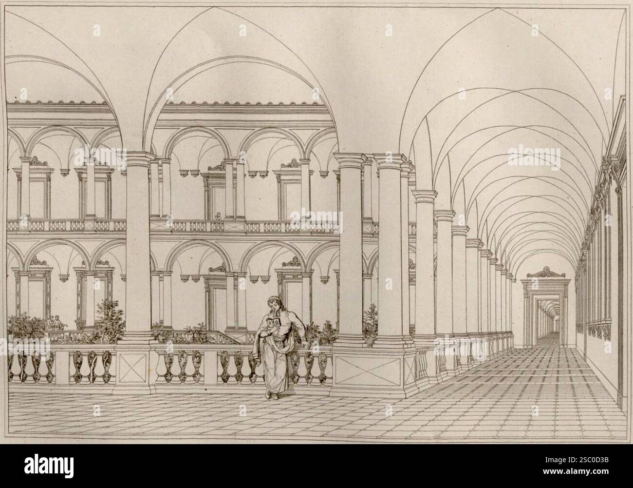 Hittorff Zanth Vue d’un des cloîtres du couvent des Bénédictns à Catane ...