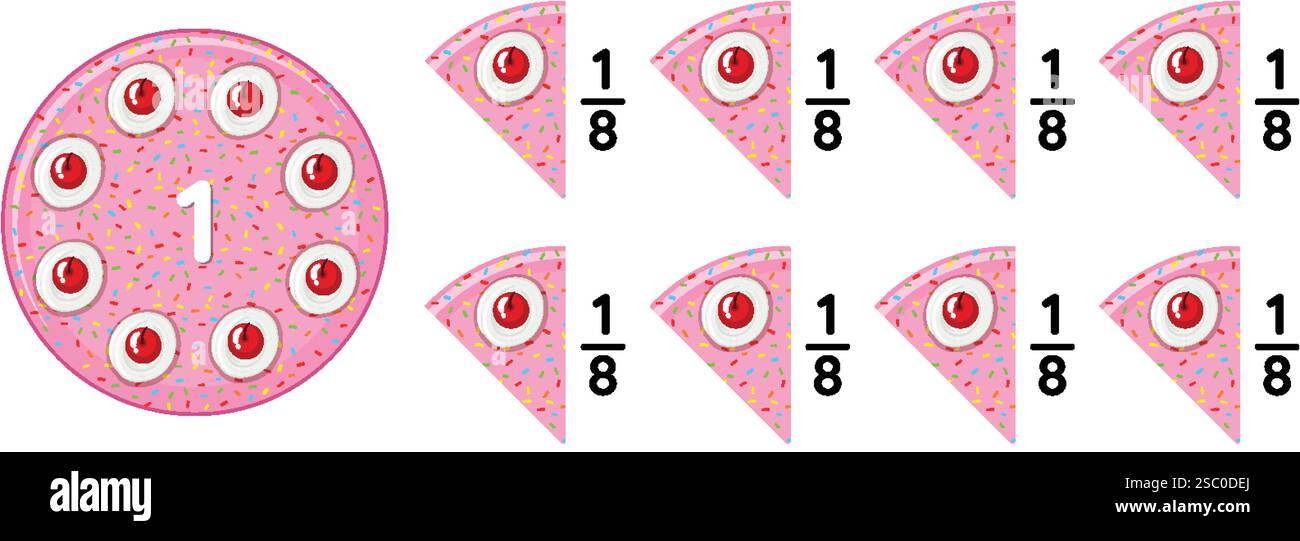 Illustration of fractions using donut slice visuals Stock Vector Image ...