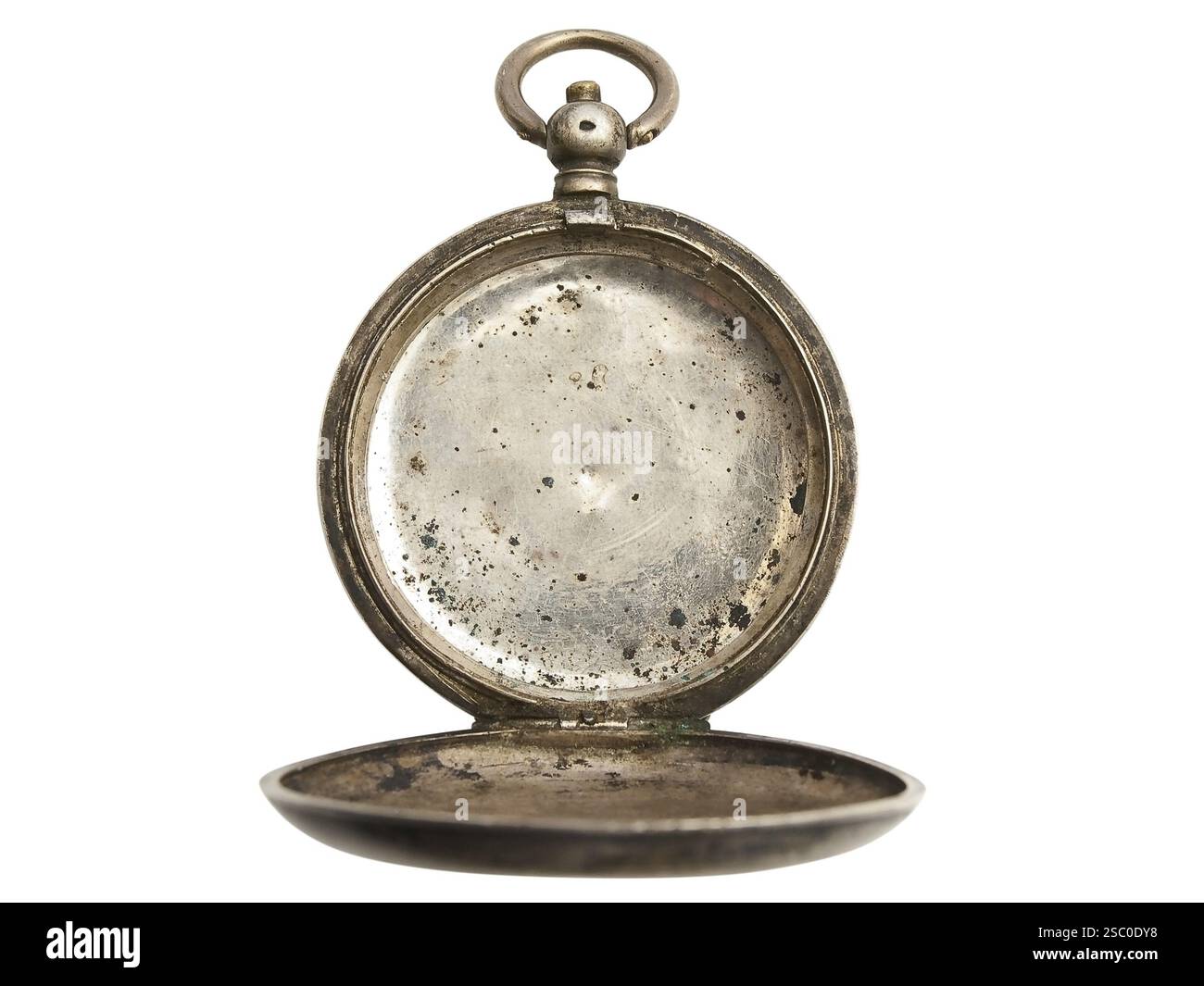 Old pocket clock without clock dial against white background Stock ...