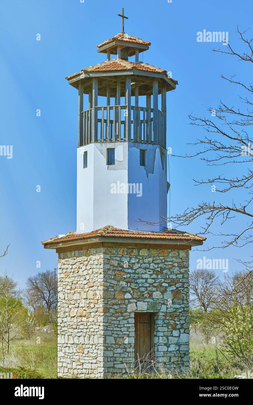 An Abandoned Monastery Bell Tower under the Blue Sky Bulgaria Stock ...