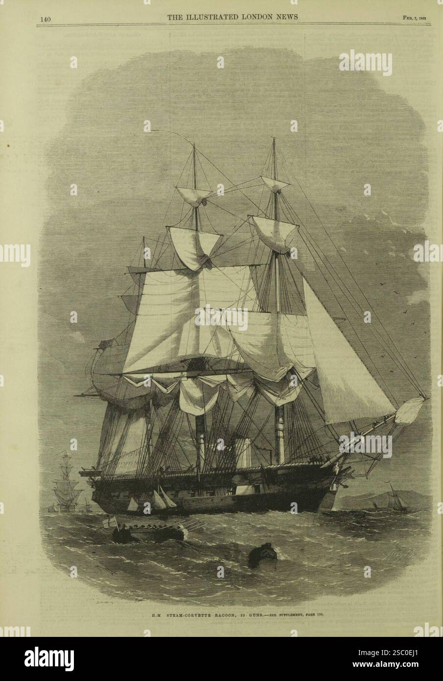 HM Steam-Corvette Racoon, 22 Guns 1863 Stock Photo - Alamy