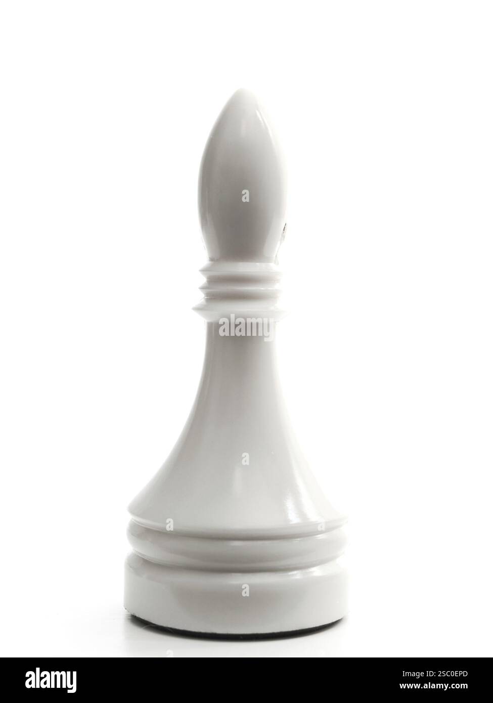 Single white bishop in chess against the white background Stock Photo ...