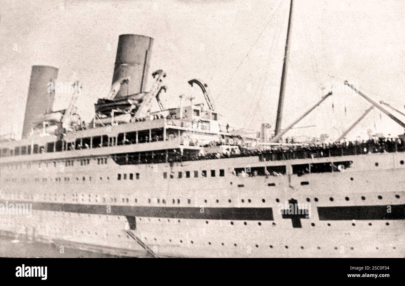 HMHS Britannic arriving in Naples Stock Photo - Alamy