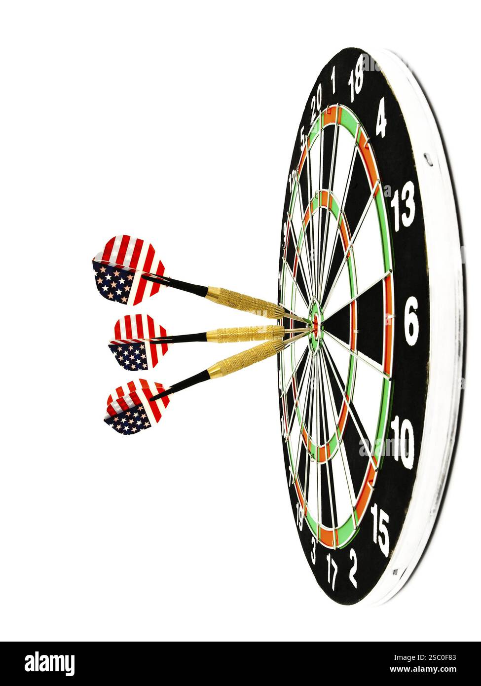 Darts Arrows In The Center Of Dartboard Stock Photo - Alamy