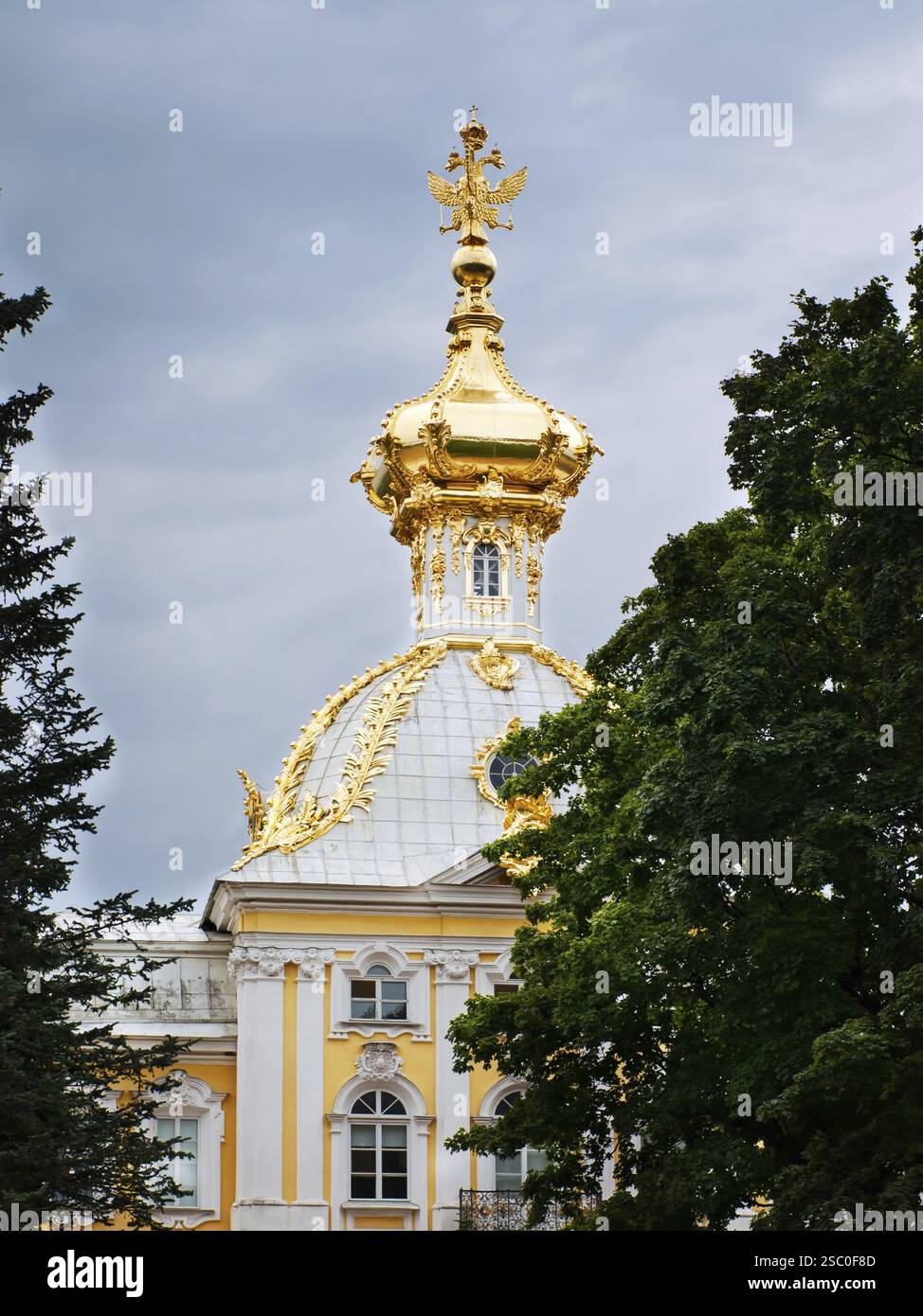Old palace with golden cupolas in the Peterhof Stock Photo - Alamy