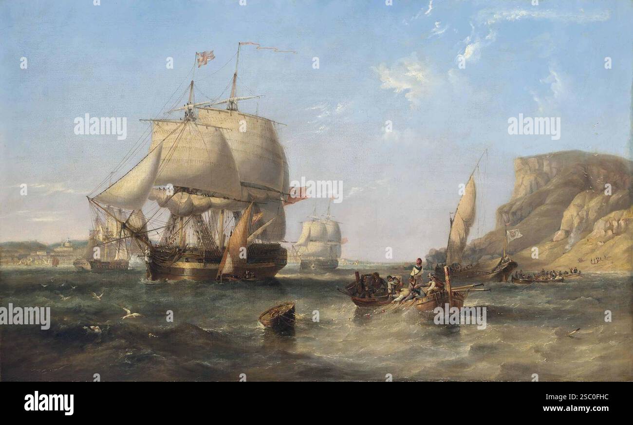 HMS Donegal, 74-guns, flying the flag of Rear-Admiral Sir John Ommanney ...