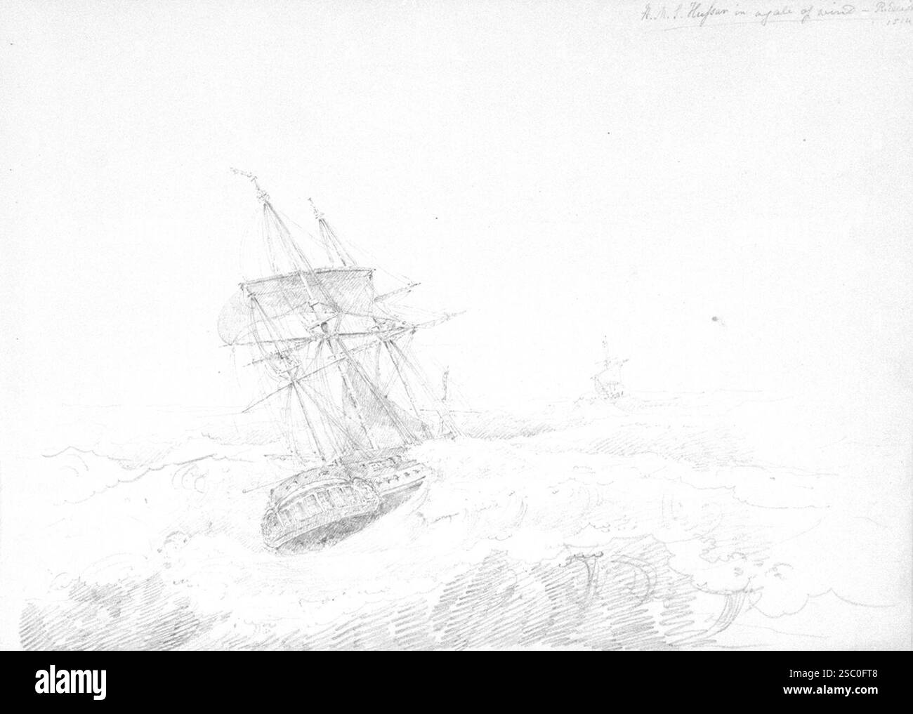 HMS Hussar in a gale of wind PW5990 Stock Photo - Alamy