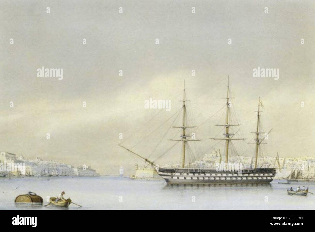 HMS Hannibal 91 at Malta 1861 Stock Photo - Alamy