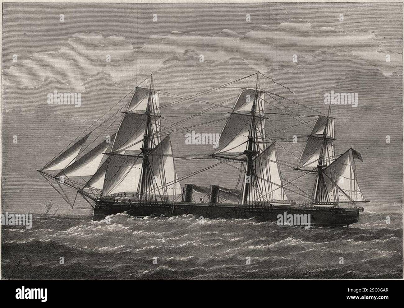 HMS Raleigh - Illustrated London News 1874 Stock Photo - Alamy