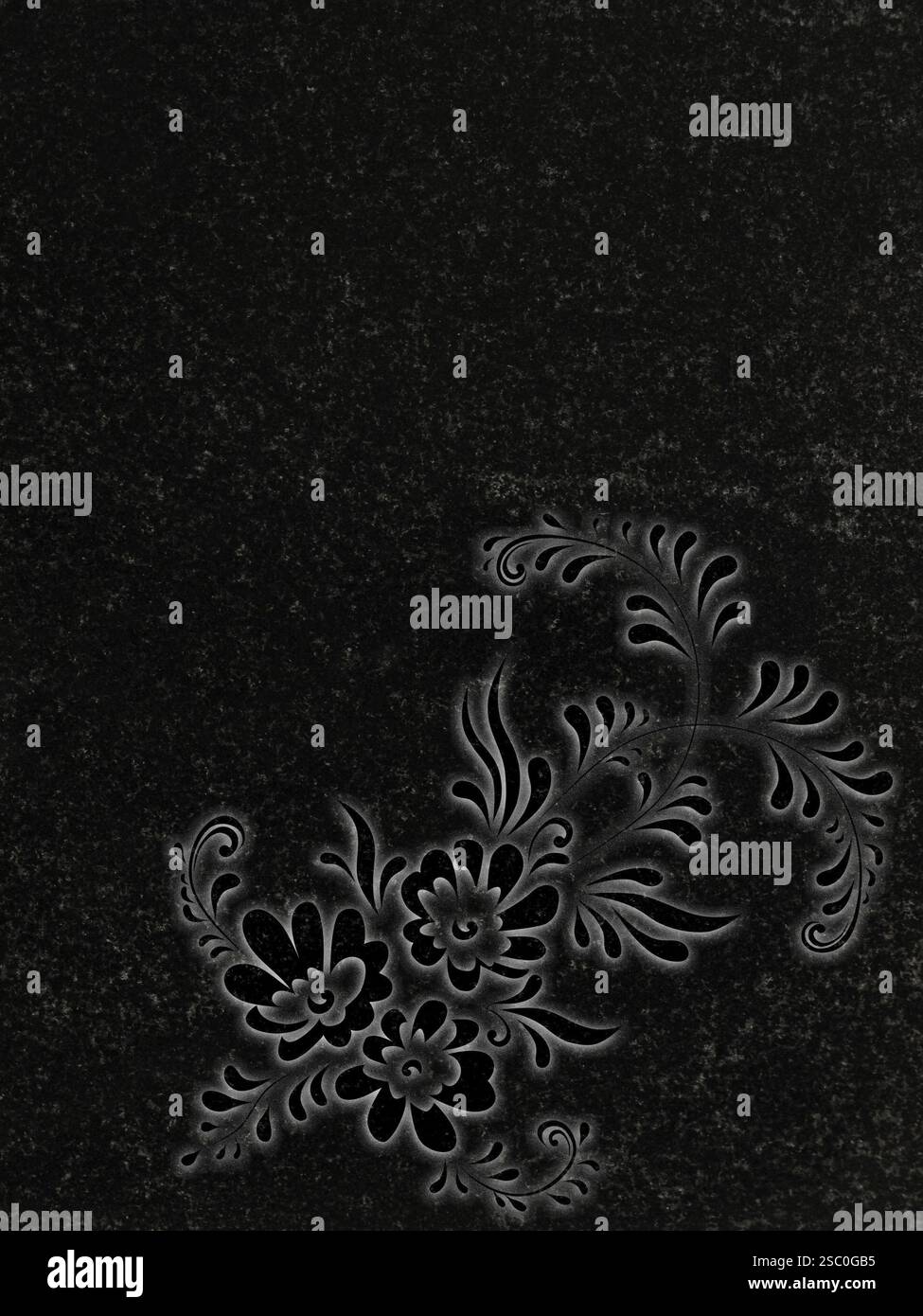 Floral decoration at black granite gravestone, copyspace Stock Photo ...
