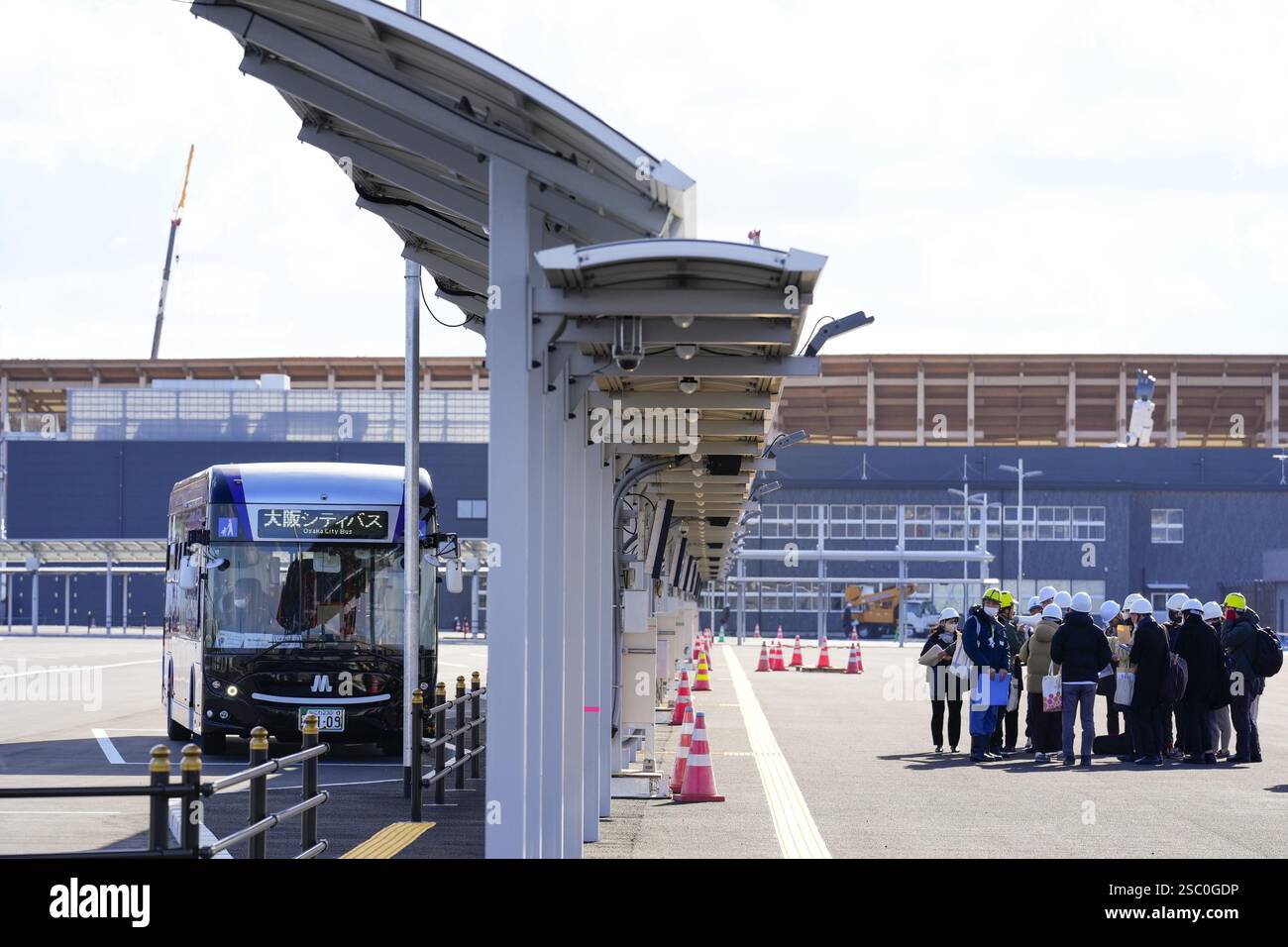 A transport terminal for the 2025 World Exposition in Osaka is shown to ...
