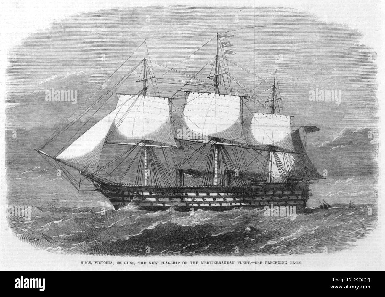 HMS Victoria, 102 Guns, the New Flagship of the Mediterranean Fleet ILN ...